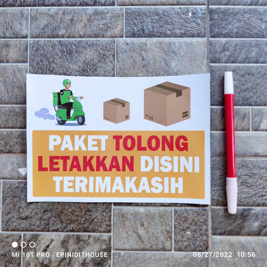 Jual Stiker Himbauan Paket Tolong Letakkan Taruh Disini Ojol Kurir ...