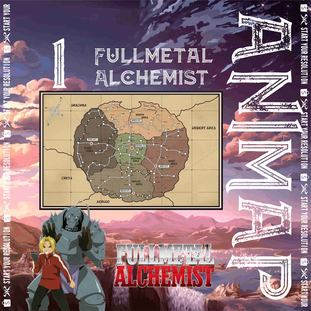 Jual Poster Map Anime Seri 1 - Peta Anime Fullmetal Alchemist / Tensei ...