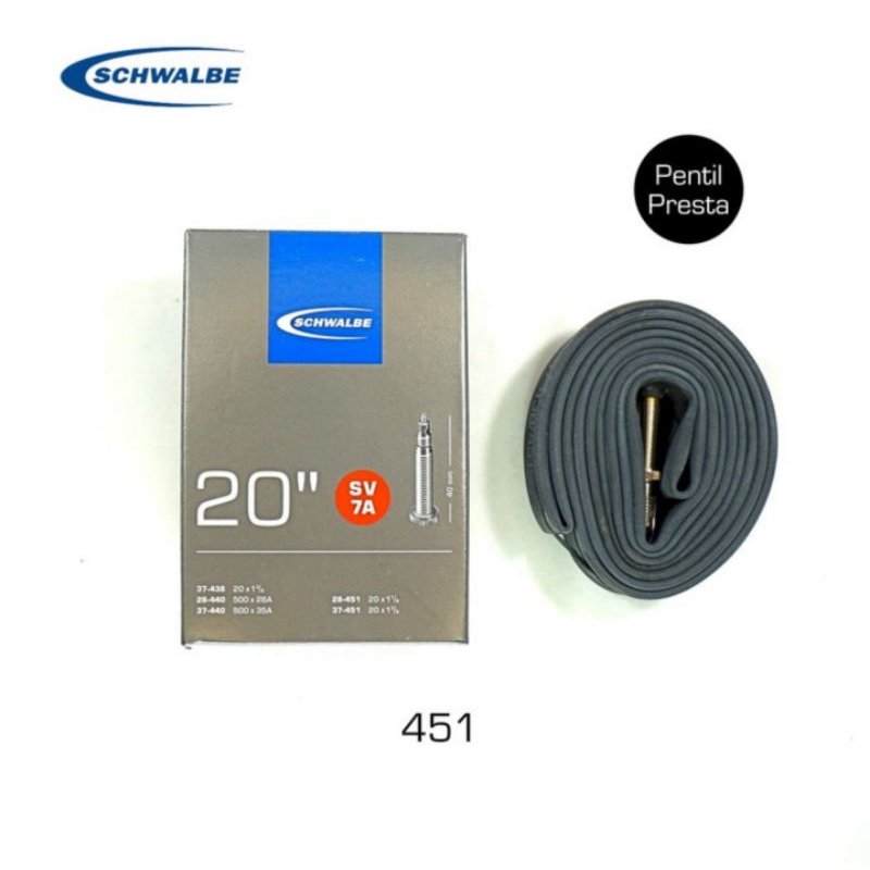 Jual BAN DALAM SCHWALBE 20 x 1 1/8 - 1 3/8 451 PRESTA SV 7A | Shopee Indonesia