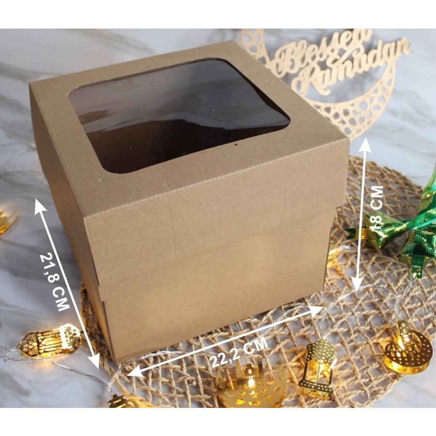 Jual Kotak Kue Tart Kardus Roti Die Cut Coklat Tutup Mika Hampers Food ...