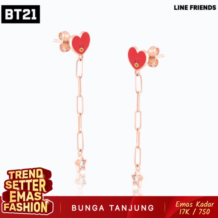 Jual ANTING BT21 BASIC TATA - LINE FRIENDS - EMAS 17K - BUNGA TANJUNG ...