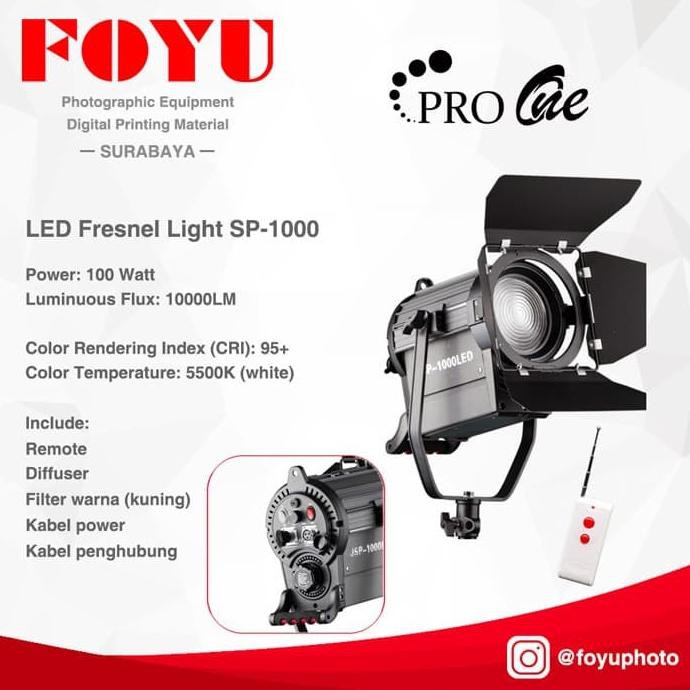 Jual Professional LED Fresnel Light With Remote Controller Pro One SP-1000 | Shopee Indonesia