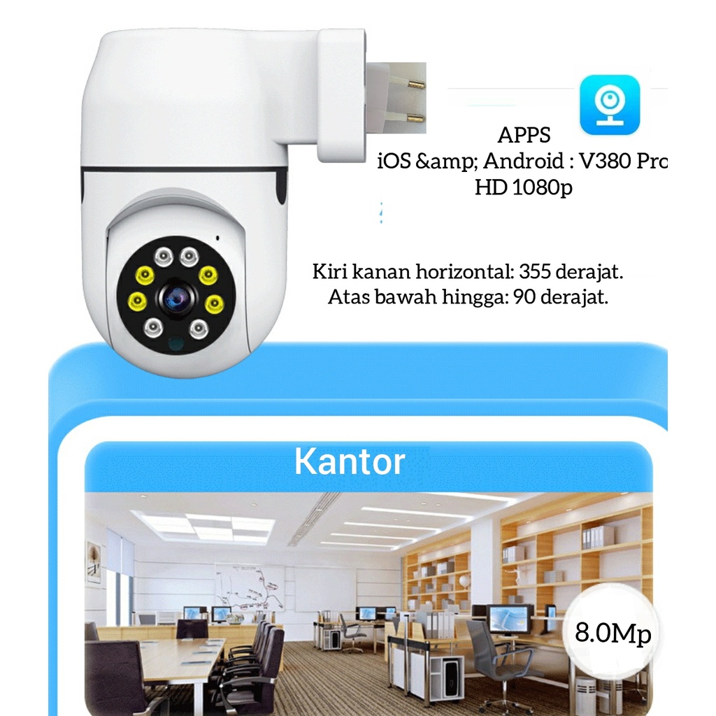 Jual CCTV Ip kamera 1080p Stop kontak type App V380 pro | Shopee Indonesia