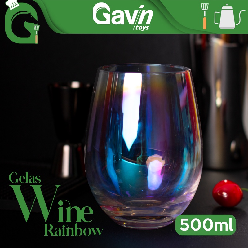 Jual Gelas Kaca 500ml Wine Glass Rainbow Gelas Minum Crystal Gelas 500 ml | Shopee Indonesia