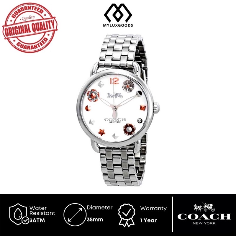 Jual Jam Coach Wanita Coach Delancey Silver Edition 35mm | Shopee Indonesia