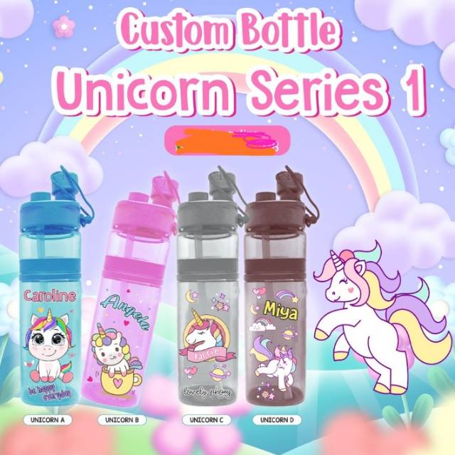Jual BOTOL MINUM CUSTOM UNIK NAMA KARAKTER “UNICORN” SERIES BISA INPUT ...