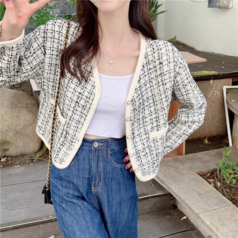 Jual Jaket Wanita Terbaru Lengan Panjang Jacket Korean Style Outer Crop ...