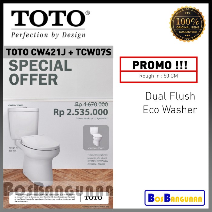 Jual Coarcella Kloset Duduk Toto Cw421J/Sw420Jp Tutup Eco Washer ...