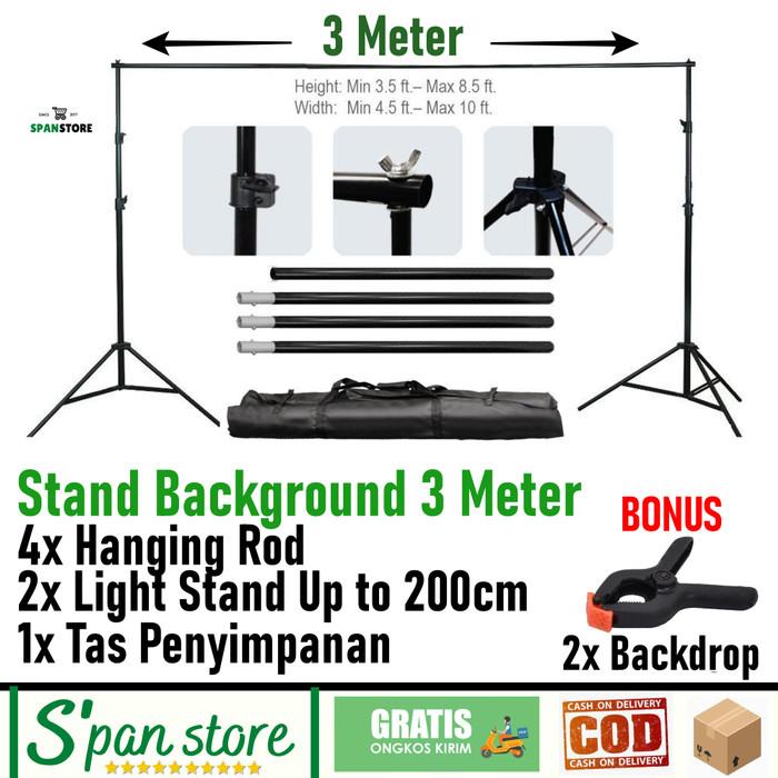 Jual Backdrop Stand Background Foto Tinggi 3 Meter / Tiang Background ...