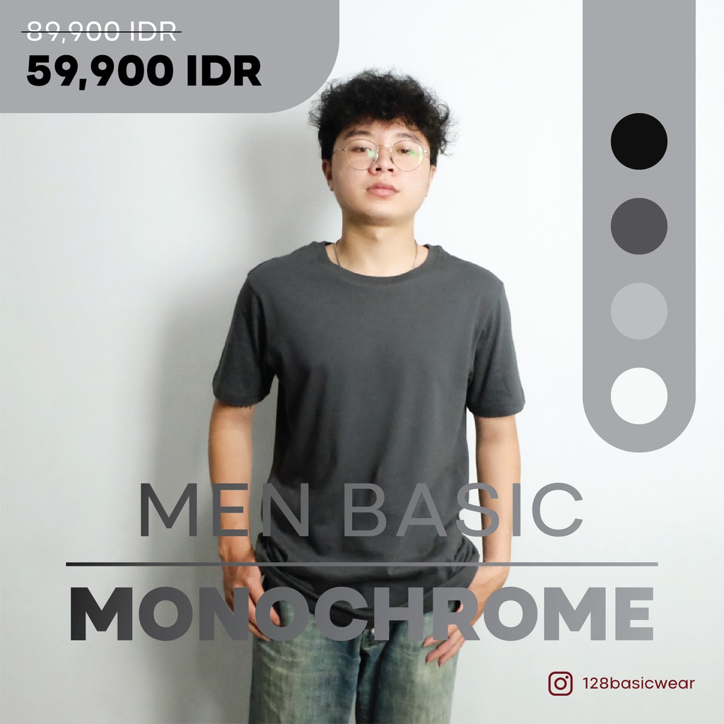 Jual 128 MEN BASIC T-SHIRT / KAOS POLOS PRIA - MONOCHROME COLORS | Shopee Indonesia