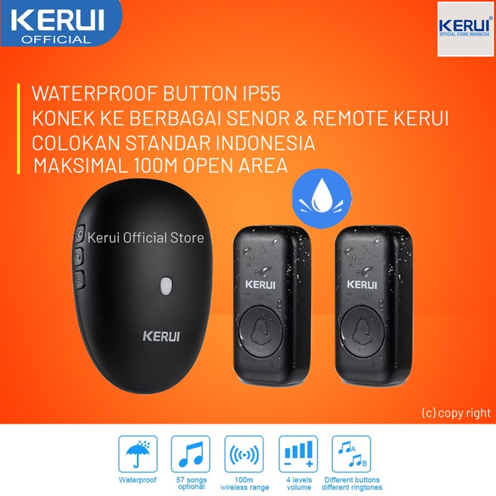 Jual Kerui M521 Black Edition Waterproof IP55 DoorBell Signal Kuat 2 ...