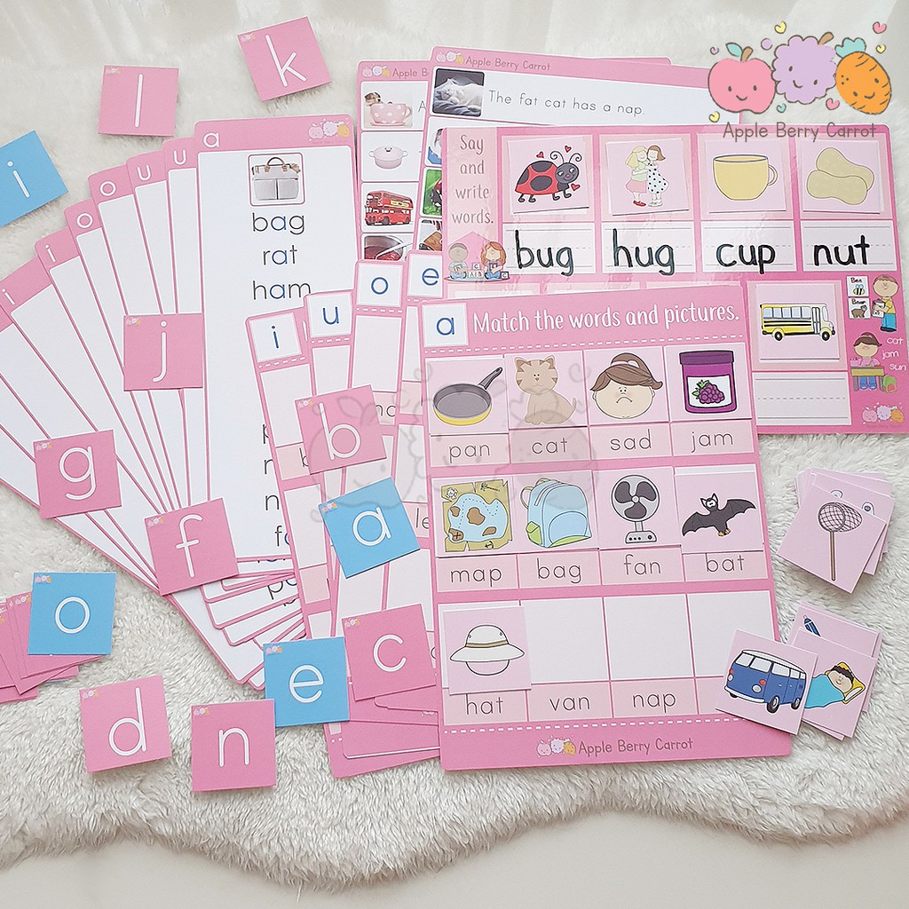 Jual BASIC PHONICS CVC SETARA MONTESSORI PINK SERIES | Shopee Indonesia