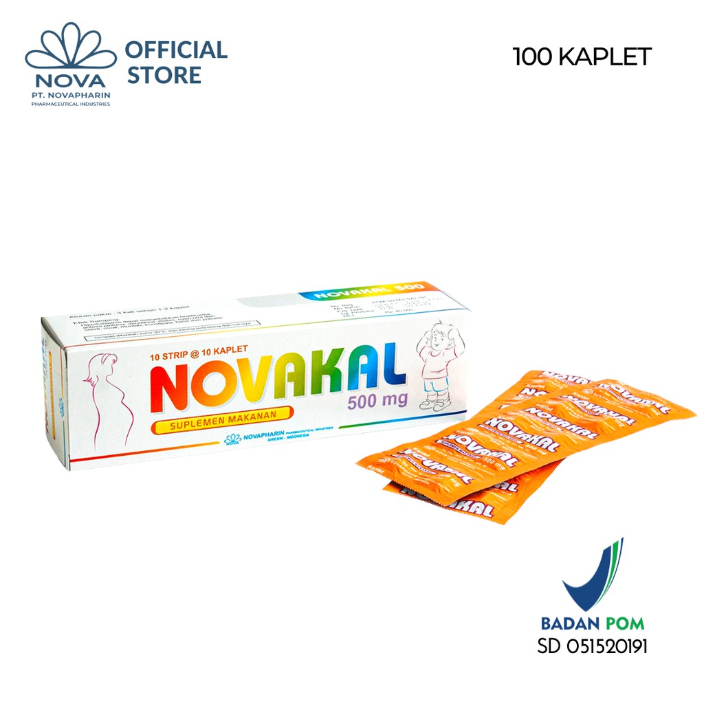Jual NOVAKAL BOX 500mg / KALSIUM LAKTAT NOVAPHARIN / NOVAKAL KAPLET ...