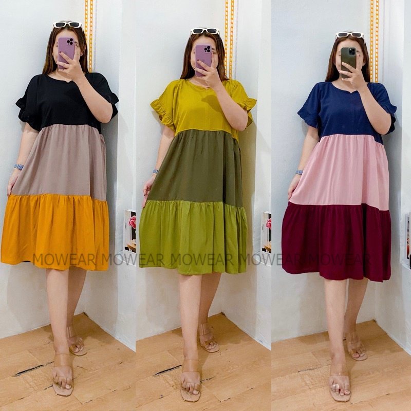 Jual MOWEAR - LOLIPOP DRESS / DRESS SUSUN PELANGI / DRESS SUSUN RAYON ...