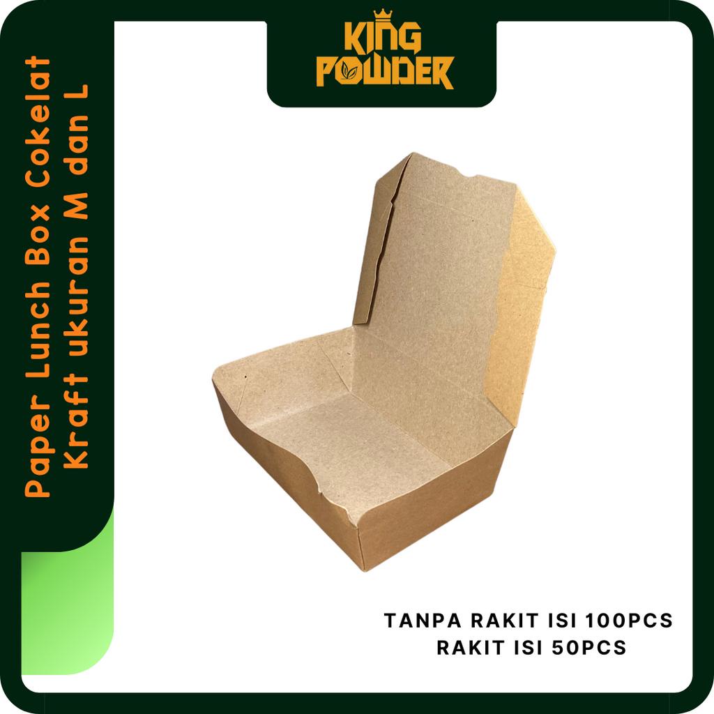 Jual Paper Lunch Box Cokelat Kraft ukuran M dan L | Shopee Indonesia