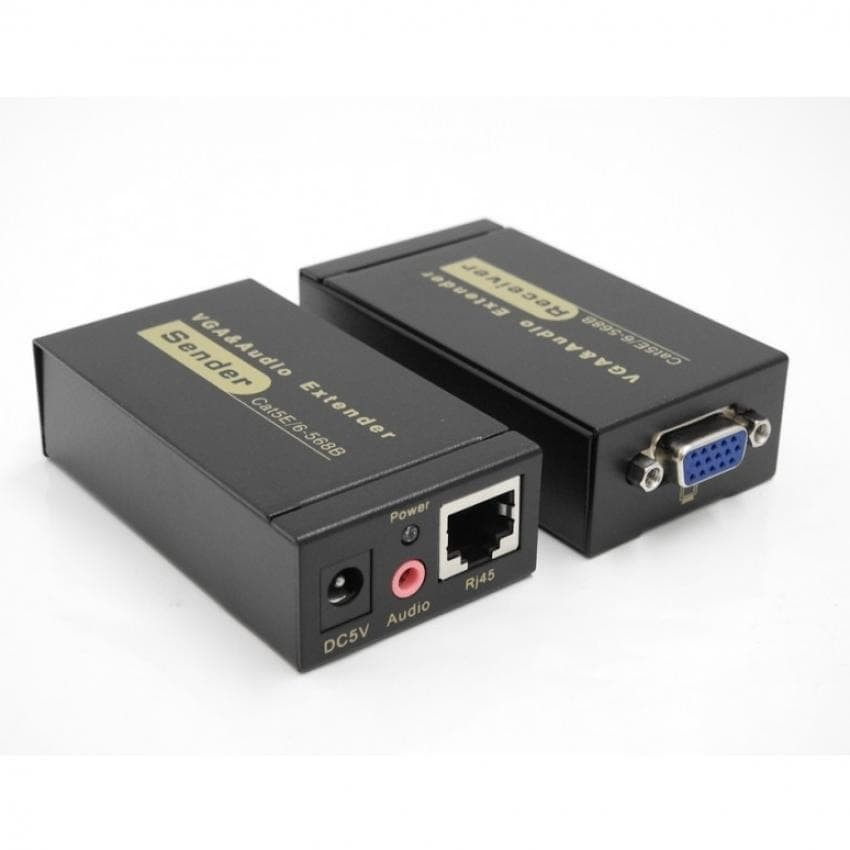 Jual Vga extender 100m lan cat 5 5e 6 6e tx rx adaptor 1080p FHD with ...
