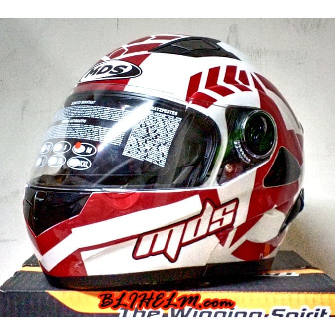 Jual HELM MDS PRO RIDER 1 SERIES WHITE RED MAROON MODULAR HELMET SNI ...