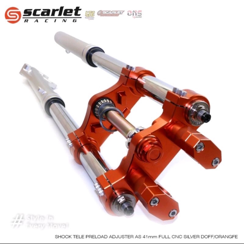 Jual shock depan upside down KLX scarlet racing NEW full CNC preload ...