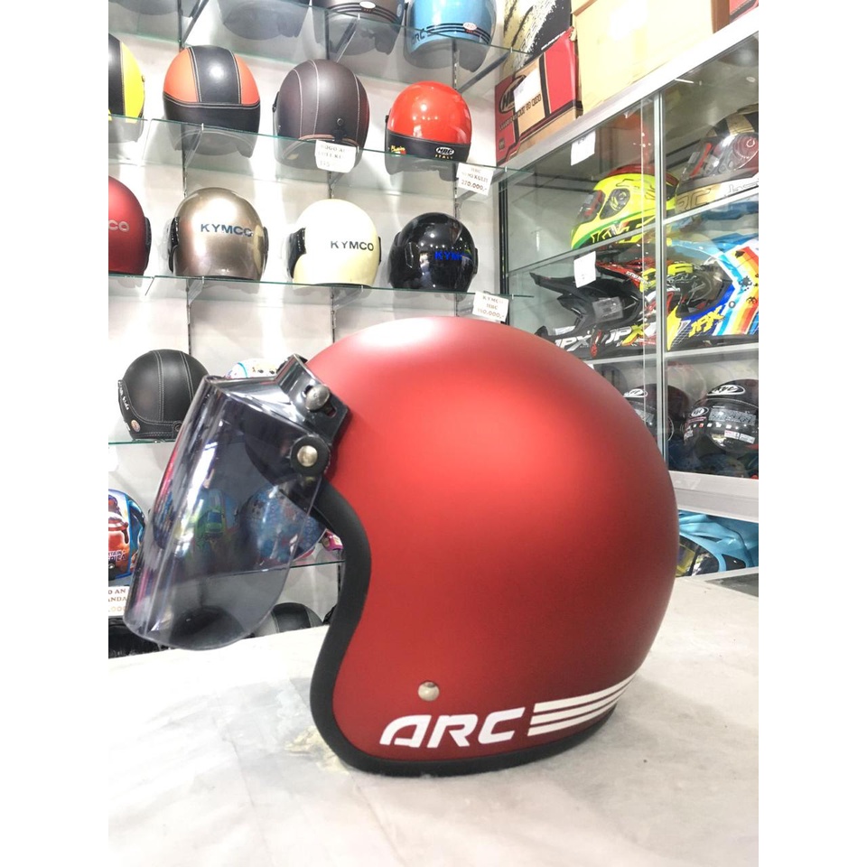 Jual ARC Aizo Helm Half Face Dewasa Standar Merah Doff Standar Keamanan ...