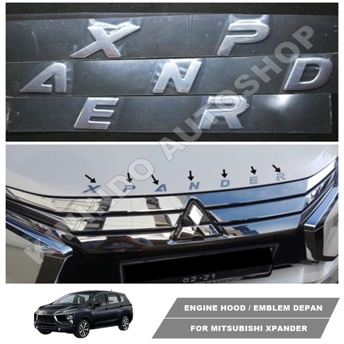 Jual Engine Hood / Emblem Xpander Rubber Chrome for Mitsubishi Xpander ...
