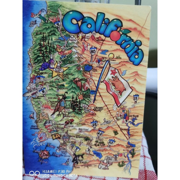 Jual kartu pos peta california/california map postcard | Shopee Indonesia