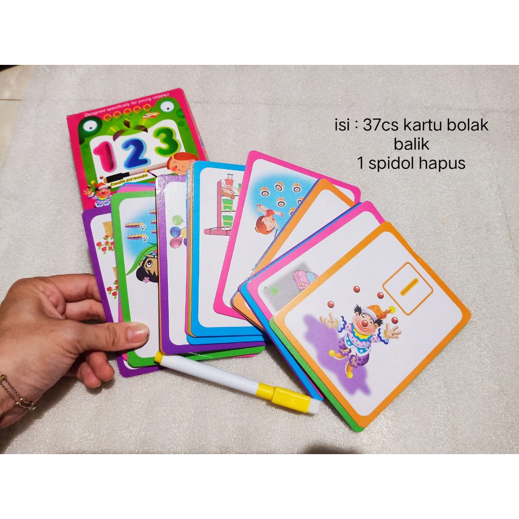 Jual Mainan Anak Flsh Card Wipe Clean Belajar Menulis Huruf Angka ...