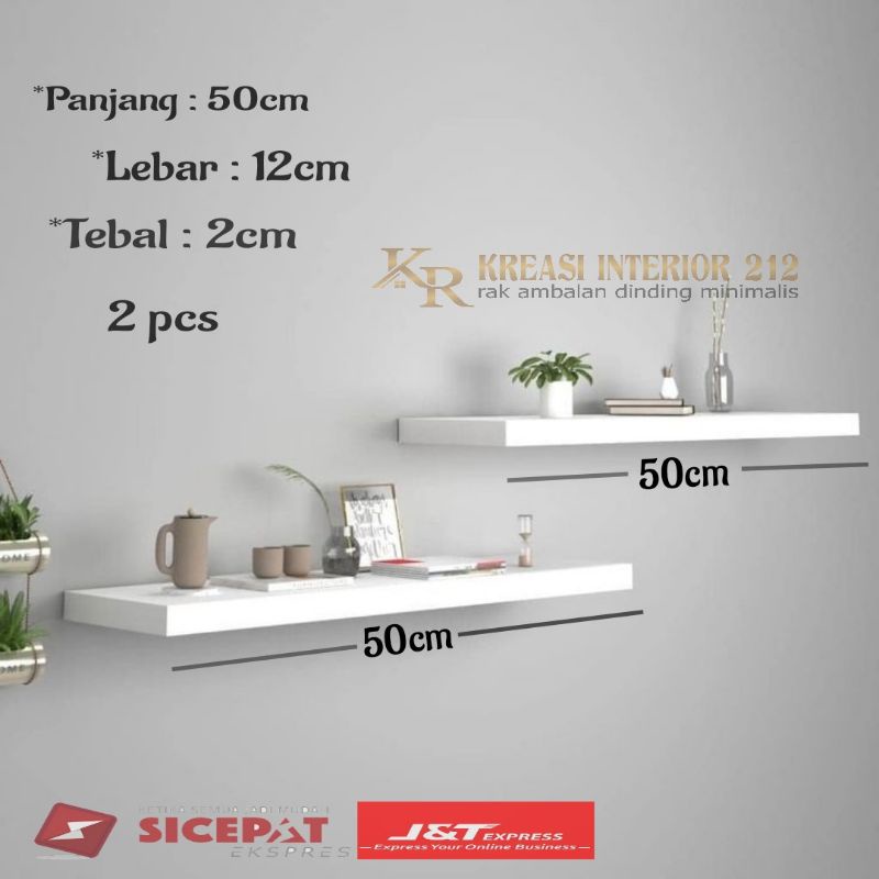 Jual Rak ambalan dinding melayang size 50x12x2cm 2(pcs) | Shopee Indonesia