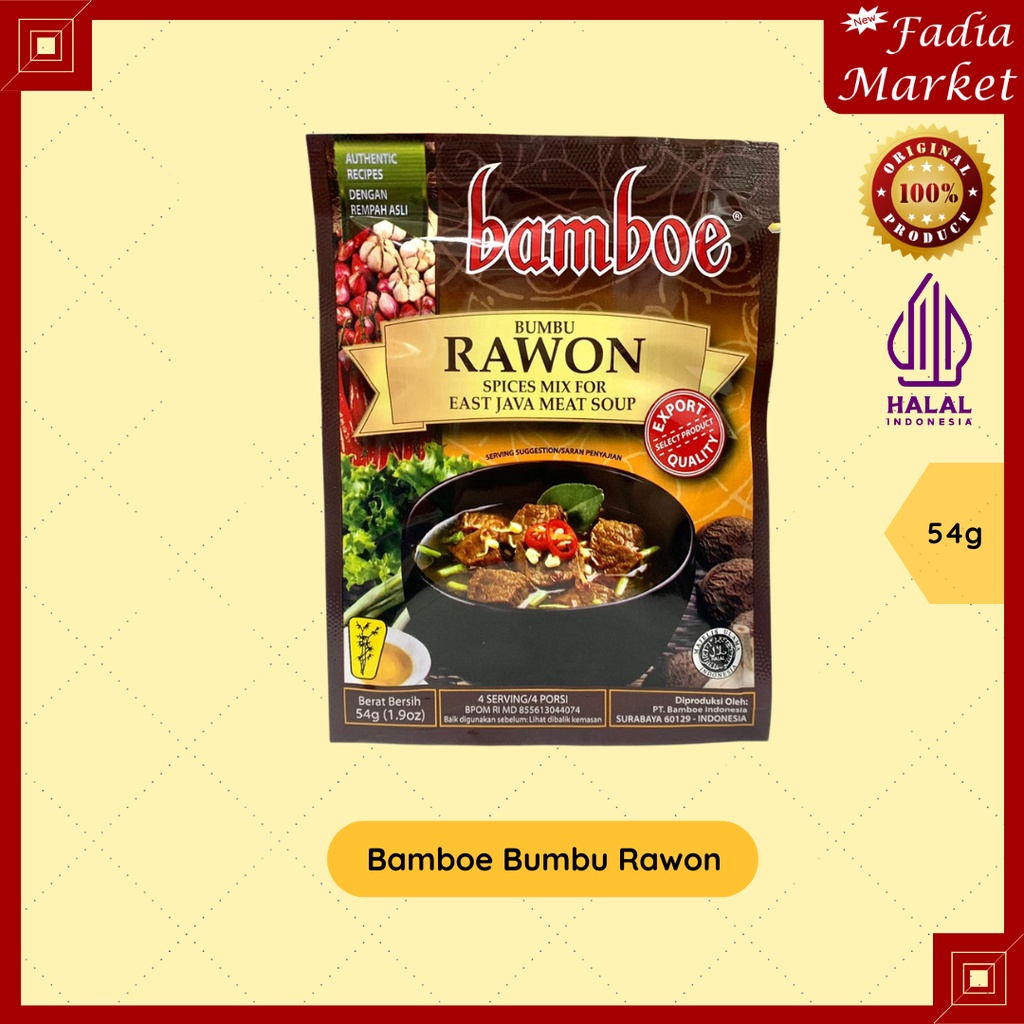 Jual [1 BOX ISI 24PCS] Bamboe Bumbu Masak Instan - Rawon 54g | Shopee ...