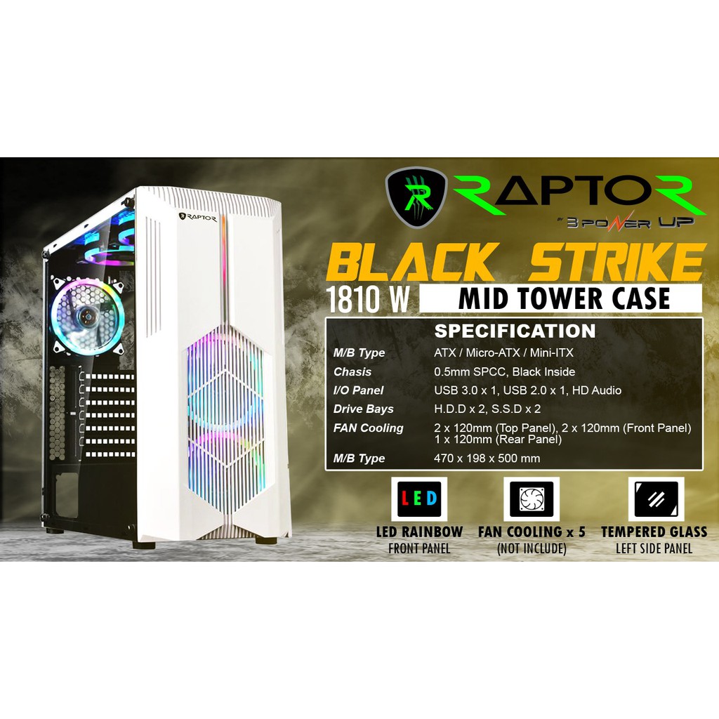 Jual Casing Gaming PowerUp Raptor 1810 White - Casing Gaming | Shopee ...