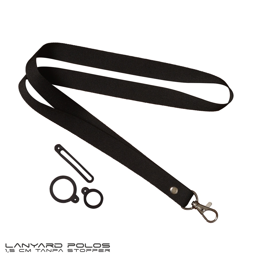 Jual Lanyard Hitam Polos 1,5cm Tanpa Stopper + Karet | Shopee Indonesia