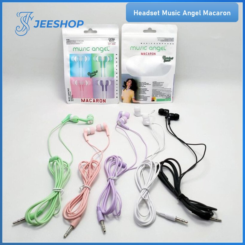 Jual Headset Music Angel Macaron Handsfree Superbass Macaron Earphone ...