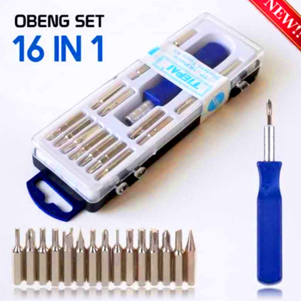 Jual Alat Reparasi Obeng Magnetic 16in1 / Obeng Set Kotak 16pcs / Obeng Service HP TV Radio Tool ...