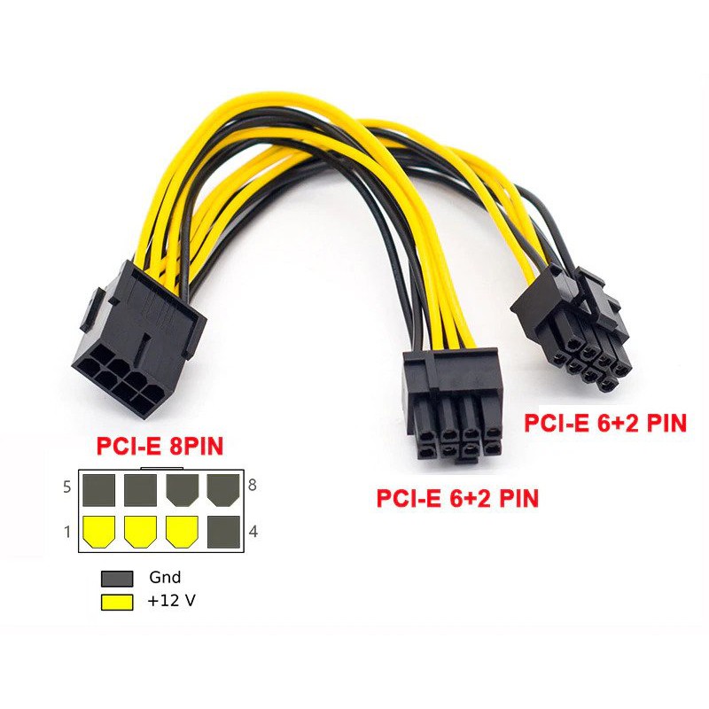 Jual Kabel Power VGA Adapter 8 pin to dual 8 pin (6 + 2) PCIE | Shopee ...