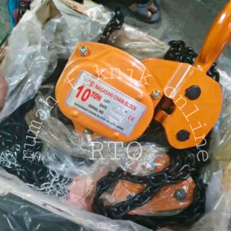 Jual NAGASAKI Chain Block Kapasitas 10 Ton x Panjang Rantai 5 Meter ...