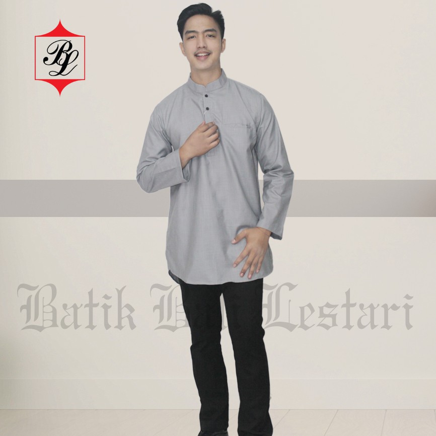 Jual Batik Bali Lestari Koko Pakistan Lengan Panjang Abu (AMK) | Shopee ...