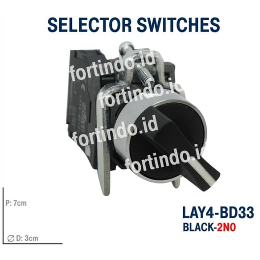 Jual Selector Switches Push Button With LED LAY4-BD33 2NO Hitam MERK ...