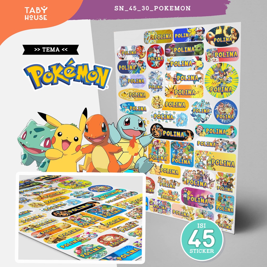 Jual Sticker nama Serial Animasi -45 pcs (BOBOIOY, PAW PATROL ...