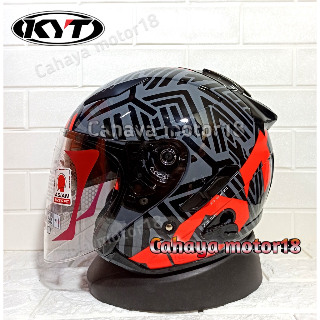 Jual HELM KYT GALAXY FLAT R NEON GUNMETAL RED|HELEM HALF FACE KYT ...