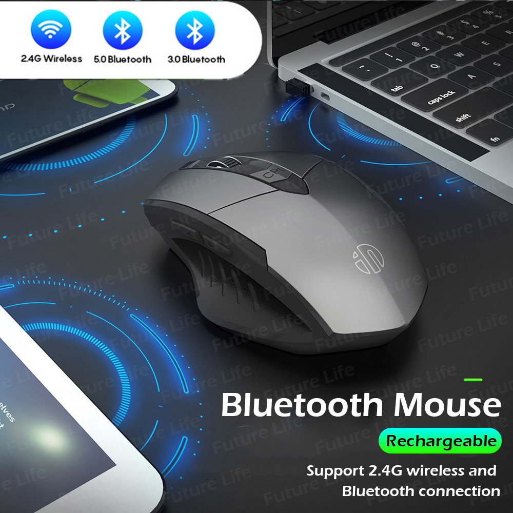 Jual INPHIC PM-6 Mouse Wireless Bluetooth Rechargeable 2.4G Office ...