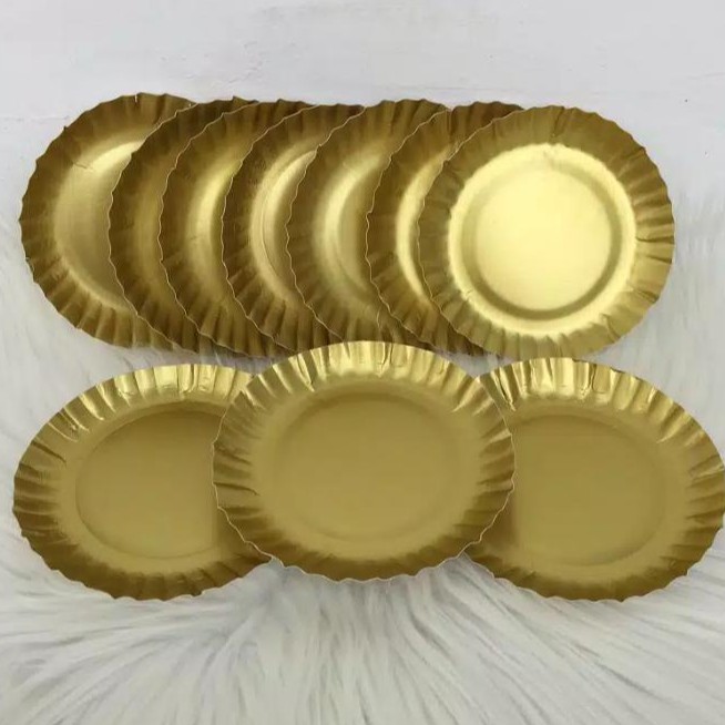 Jual kue Piring Warna Gold/silver 10 pack / Piring kue kertas / paper ...