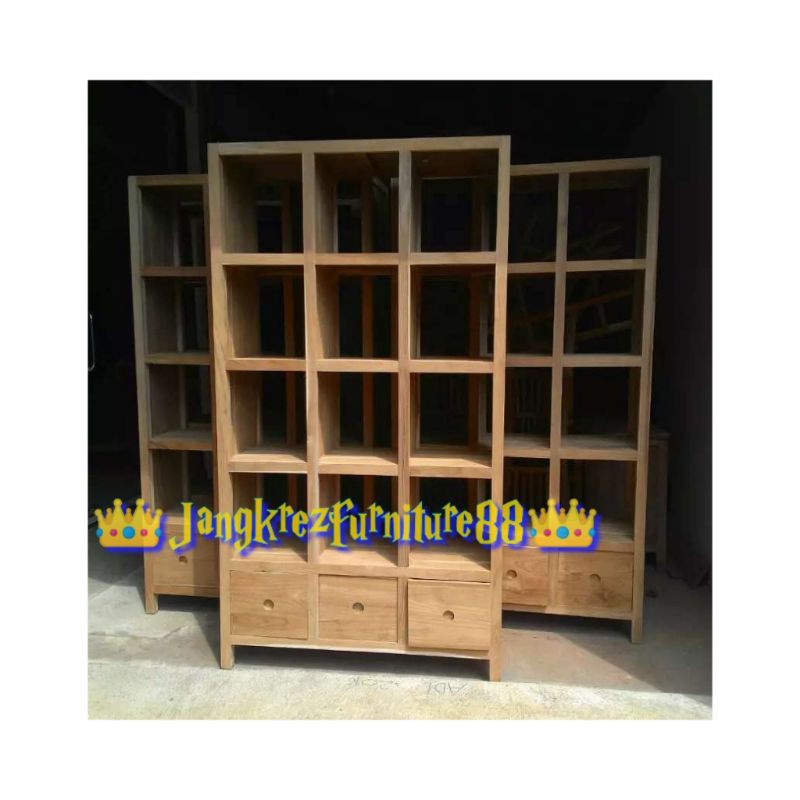 Jual LEMARI BUKU JATI MINIMALIS.RAK BUKU | Shopee Indonesia