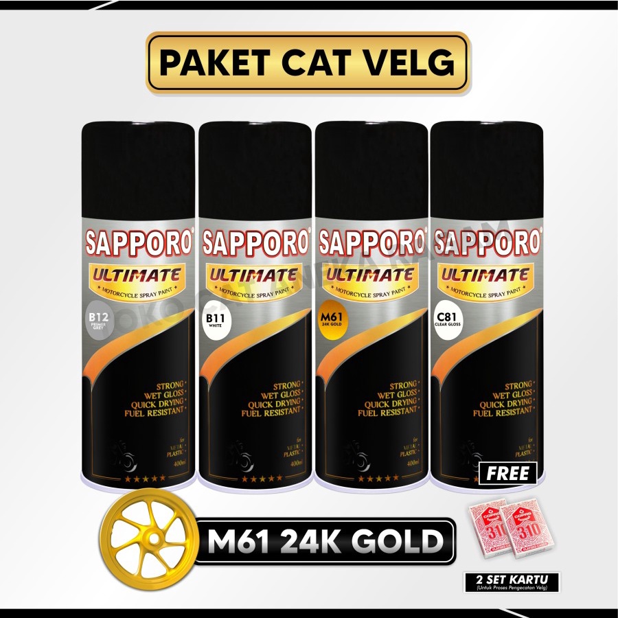 Jual Paket Cat Velg M61 24K Gold Ultimate + FREE Kartu Remi / Cat ...