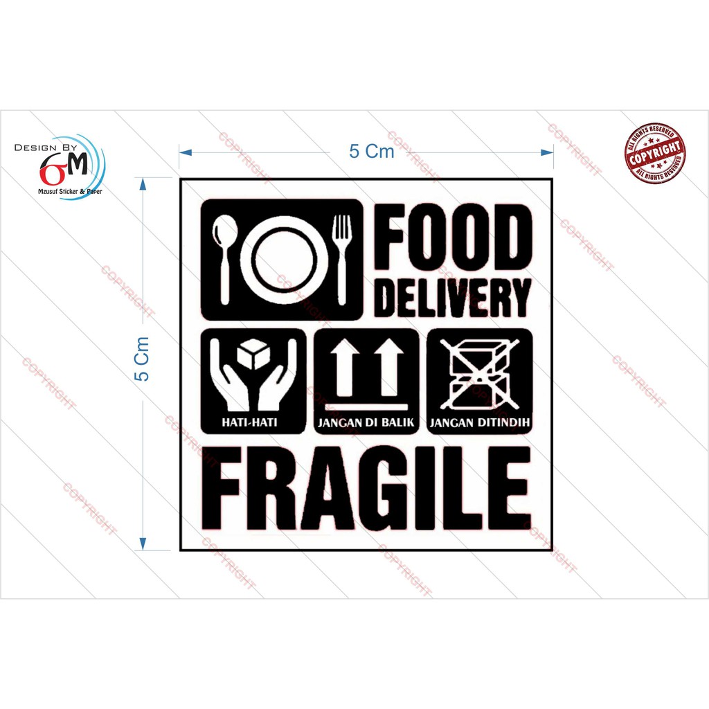 Jual Stiker Food Delivery Makanan Fragile Hitam (1pack = 100 pcs ...