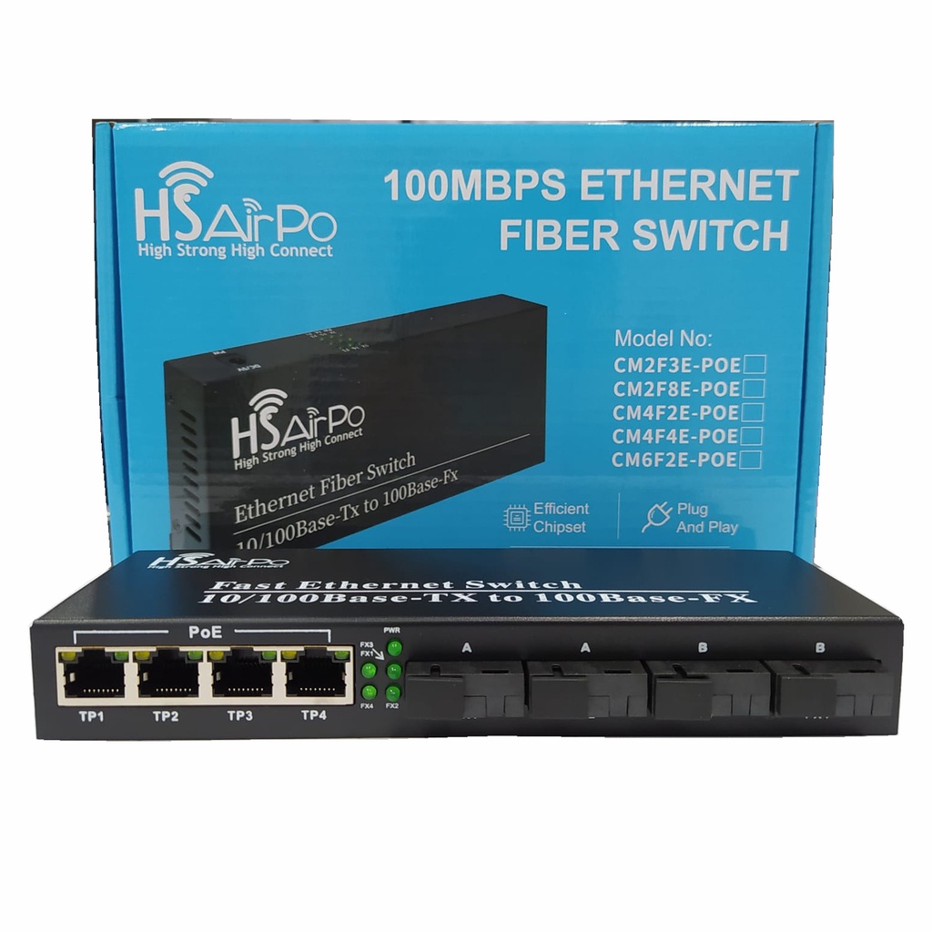 Jual HSAirpro Media Converter CM4F4E (4 FO 4 LAN) | Shopee Indonesia