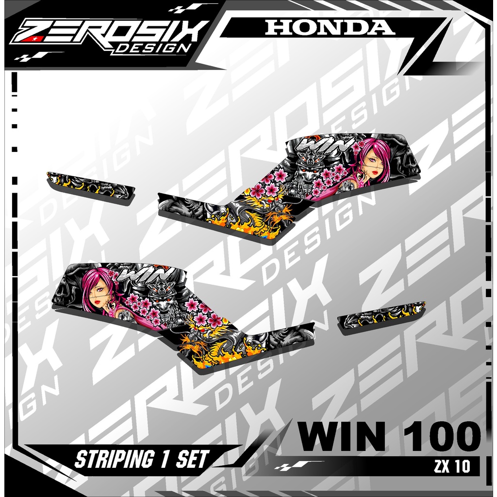 Jual Stiker Striping Honda WIN 100 Desain Racing Road Race- Stiker Lis ...