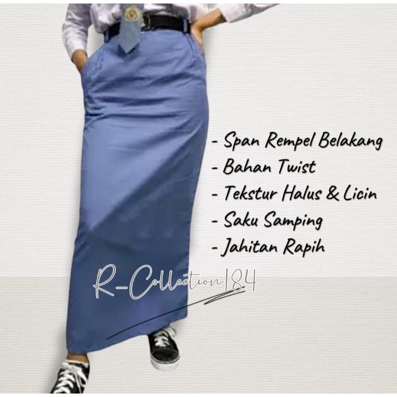 Jual Rok SPAN REMPEL BELAH BELAKANG Kerja Sekolah Putih Abu SMA Biru ...