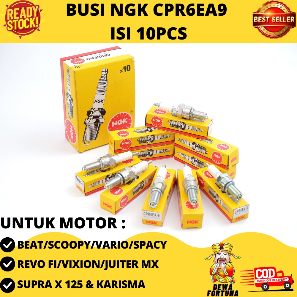 Jual Busi NGK CPR6EA9 ISI 10 PCS Honda BeAT Scoopy Spacy Vario Supra X 125 Karisma Blade & Revo ...
