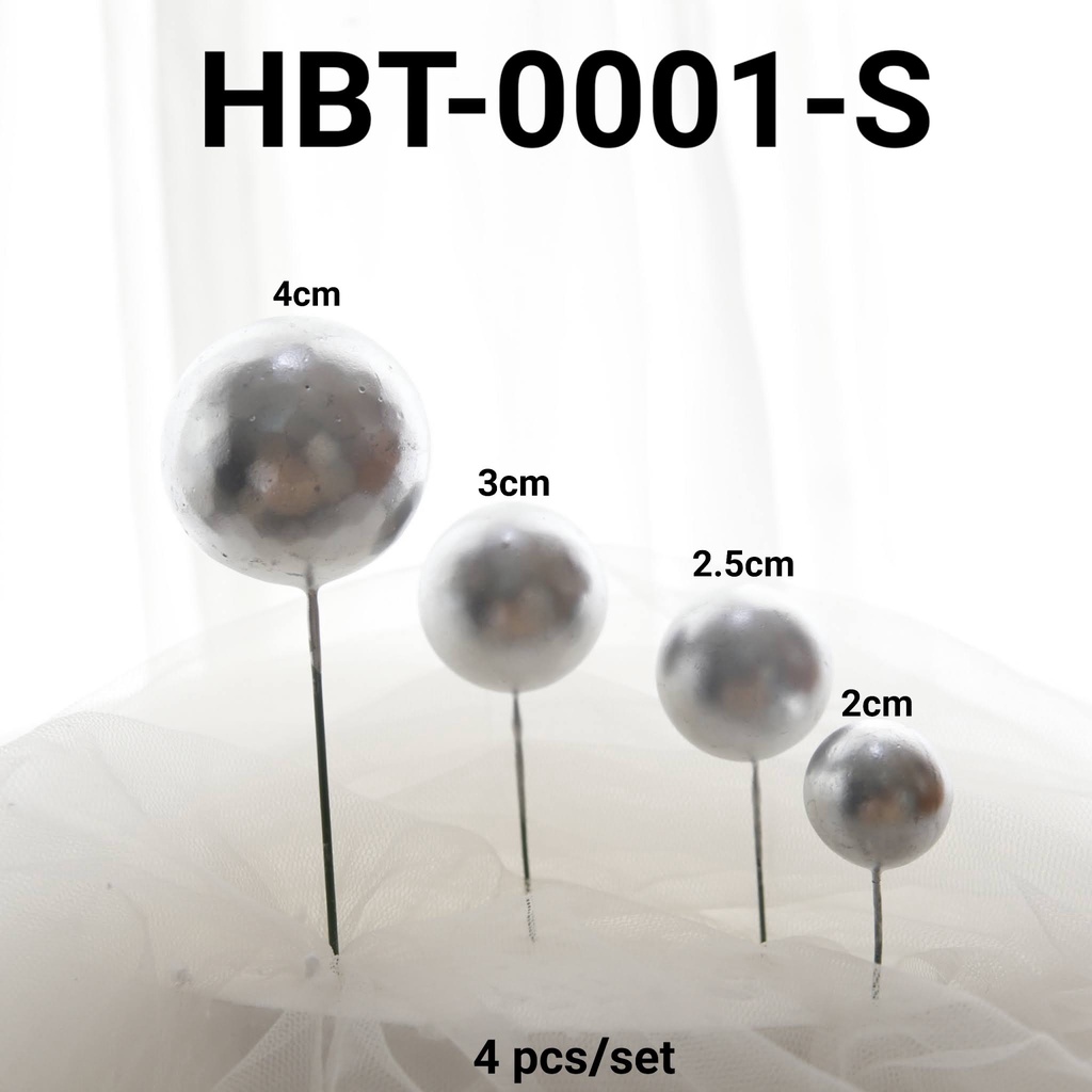 Jual GR-HBT-0001 Cake topper hiasan kue bola emas perak biru pink putih | Shopee Indonesia