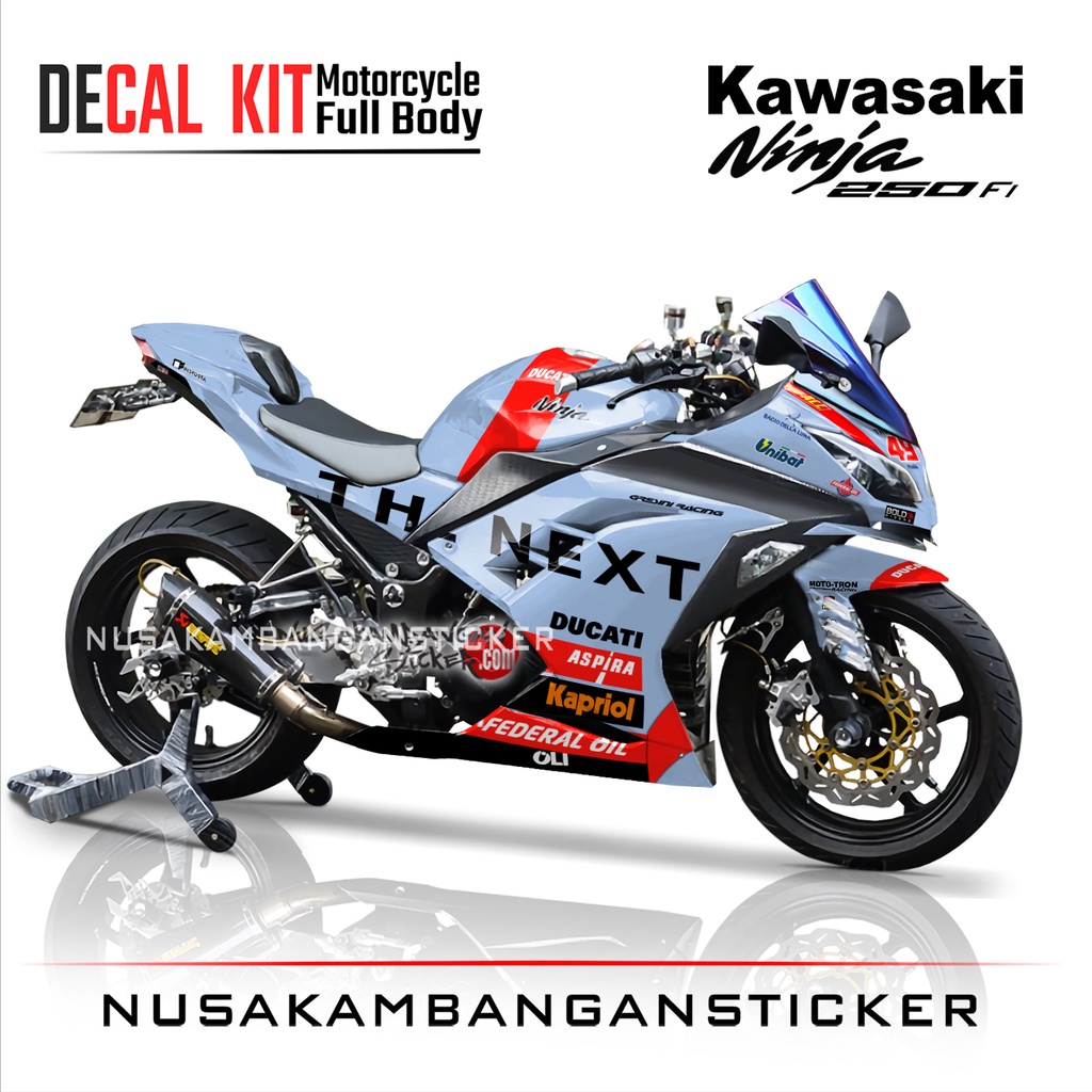 Jual Stiker Decal Sepeda Motor Kawasaki Ninja 250 fi Full Body Gresini ...