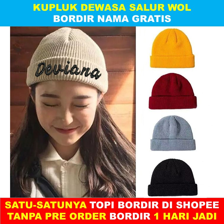 Jual Kupluk Dewasa Salur Wol Request Nama Bordir Kupluk Rajut | Shopee ...